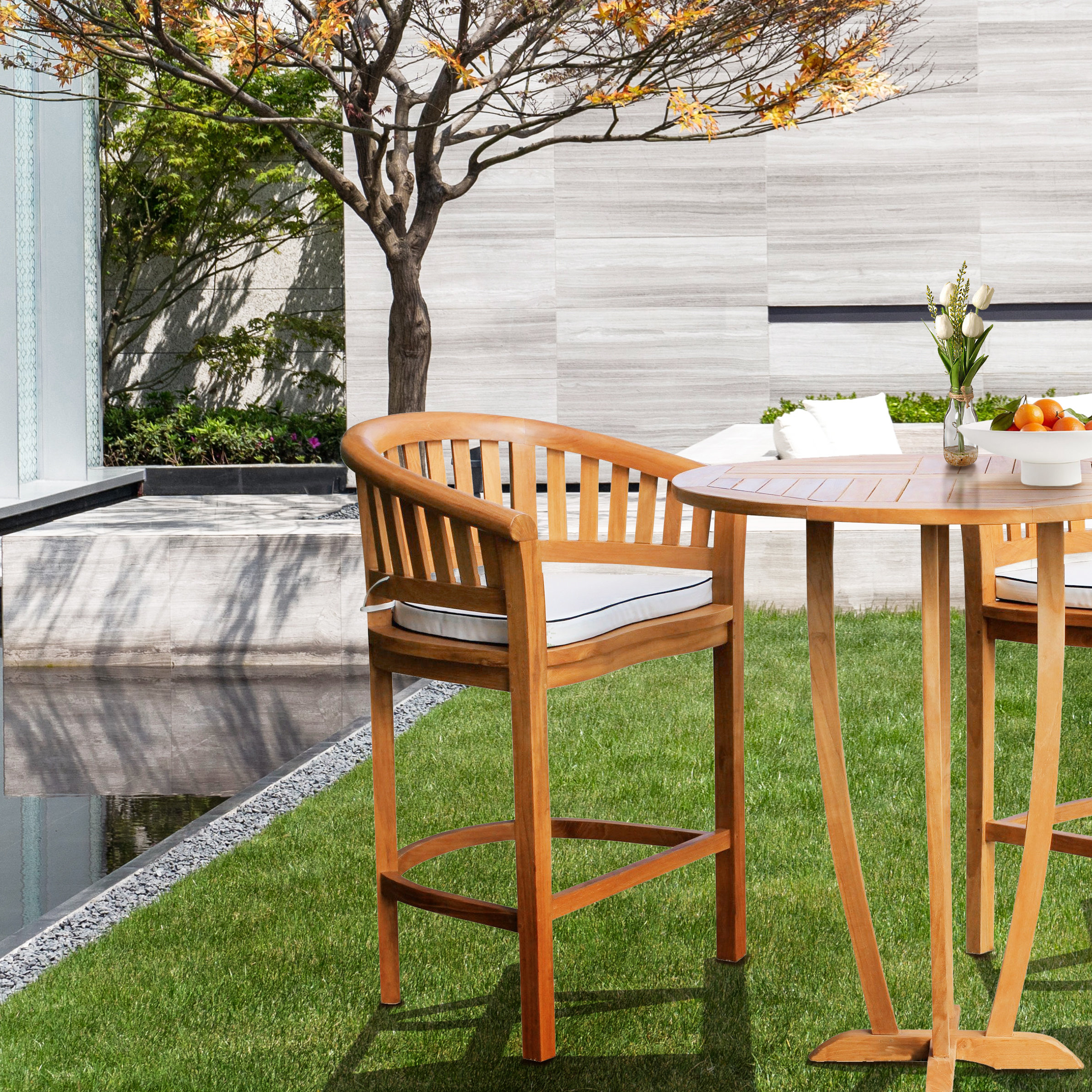 Bay Isle Home™ Meyer 30" A-Grade Teak Wood Patio Bar Stool - Wayfair Canada